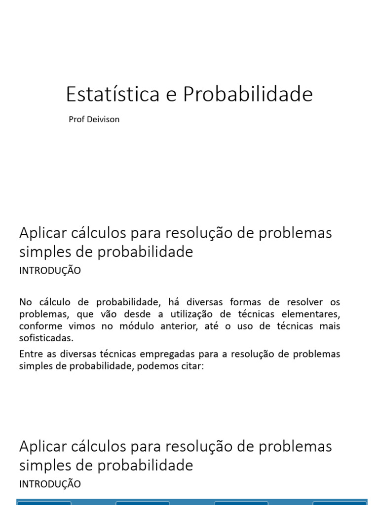 Aula 6 - Aplicar C Lculos para Resolu o de Problemas Simples de Probabilidade | PDF