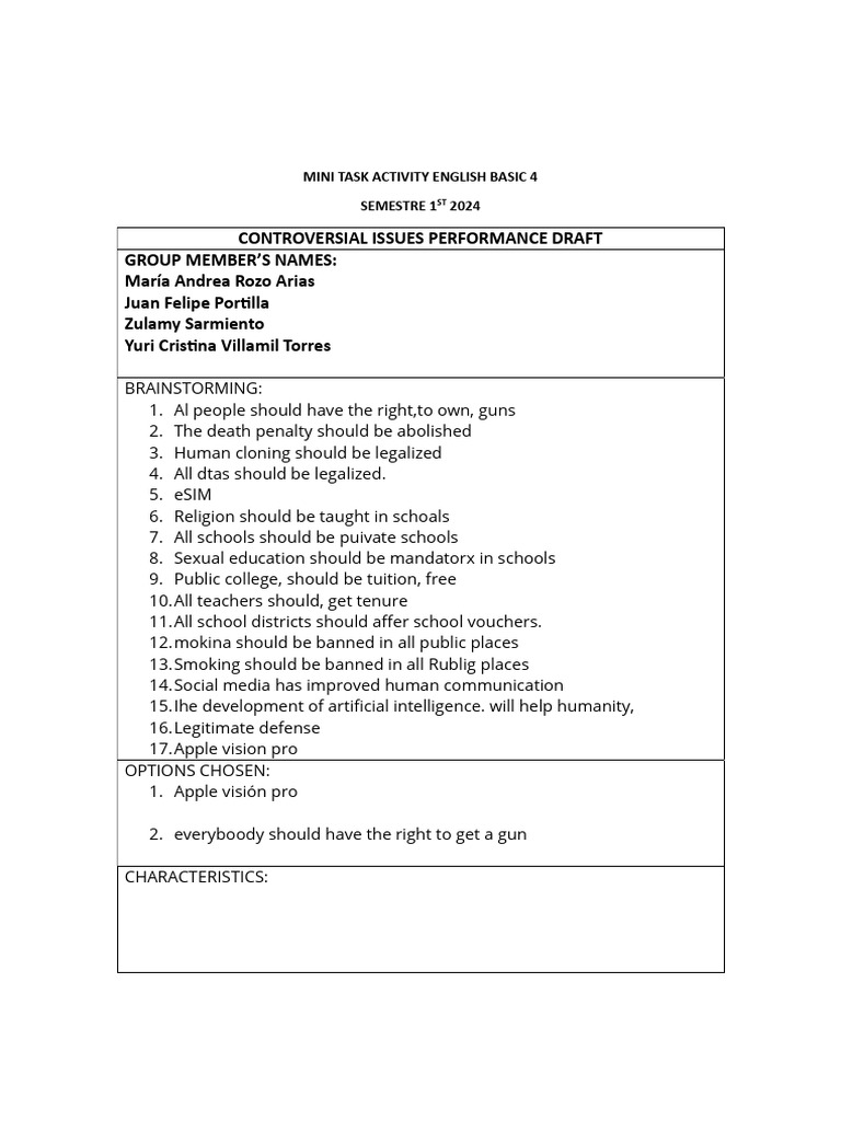 MINI TASK ACTIVITY ENGLISH BASIC | PDF
