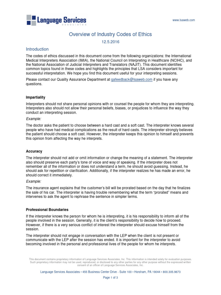 LSA - Industry Codes of Ethics v12!5!16 | PDF