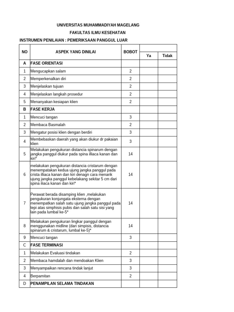 SOP Pemeriksaan Panggul Luar | PDF