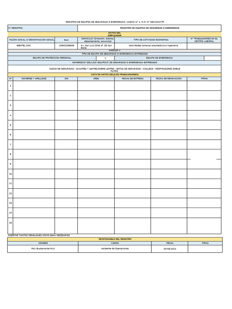 ENTREGA DE EPPS RM 050 | PDF