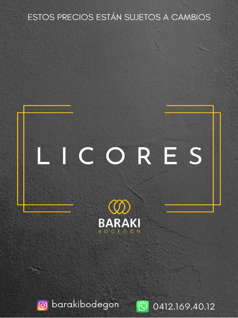 Catalogo General de Licores Baraki Bodegón 07.09.2024 | PDF