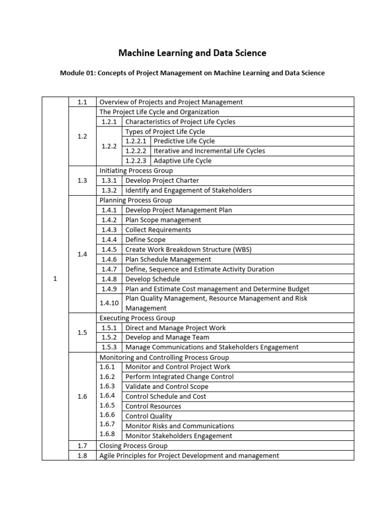 Module 01: Concepts of Project Management On Machine Learning and Data Science | PDF