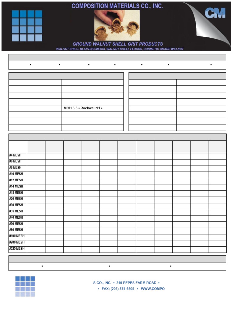 Walnut Shell TDS Spec Sheet 1 | PDF