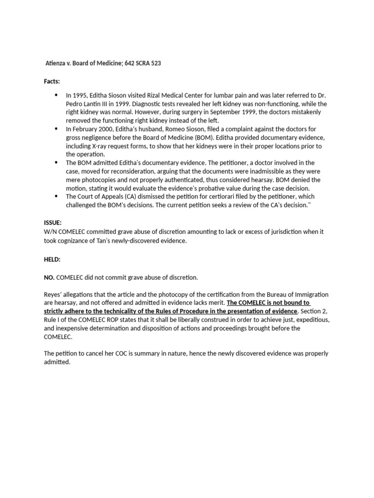 Atienza v. Board of Medicine | PDF