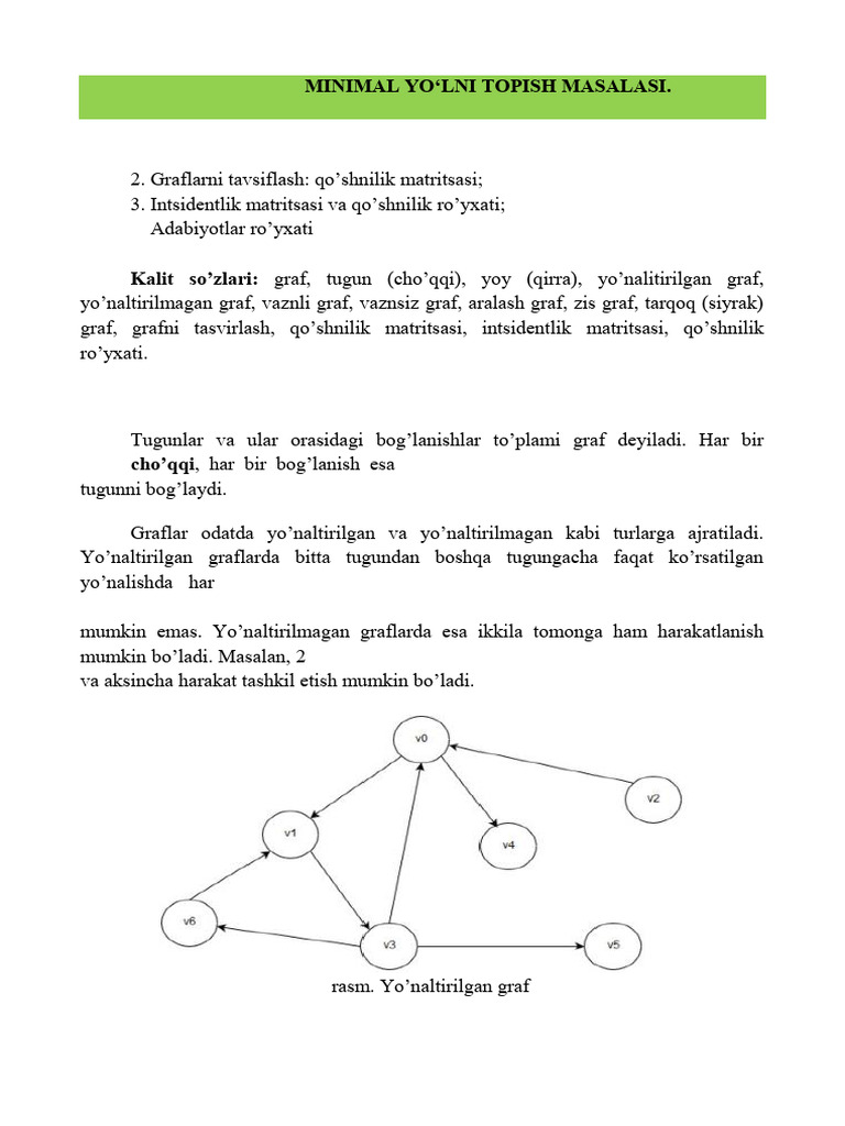 Minimal Yo Lni Topish Masalasi. | PDF
