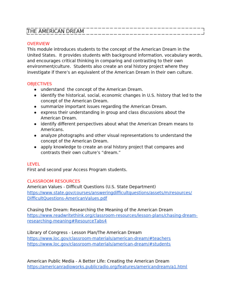 The American Dream 1 | PDF