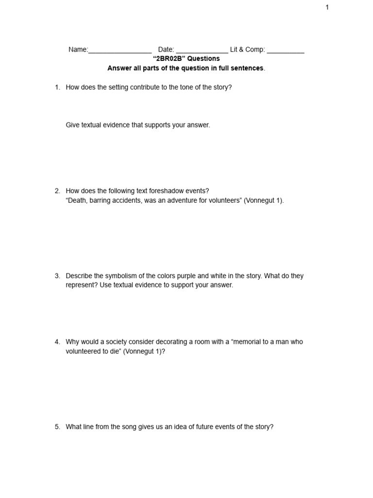 "2BR02B" Questions Answer All Parts of The Question in Full Sentences | PDF