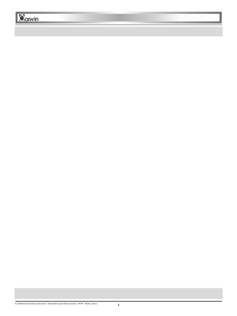 2022 Informativo para Alunos Novatos JP PV Plano 11 | PDF