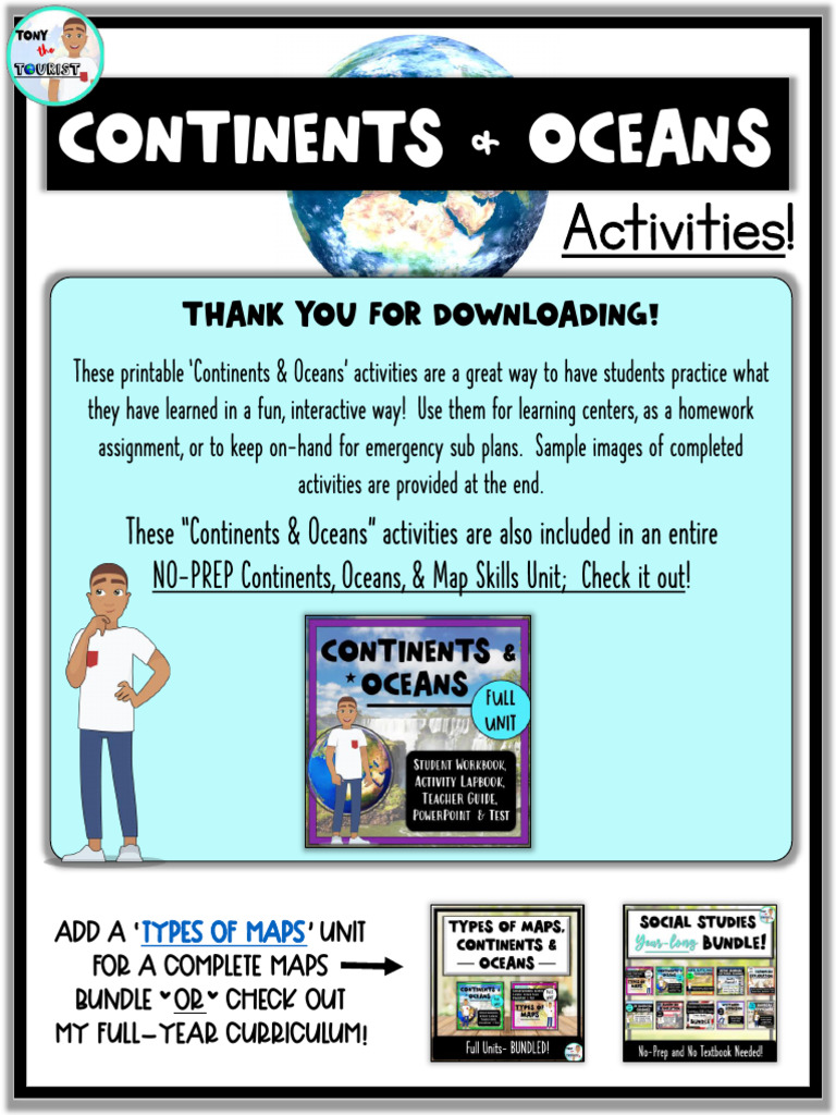 Continents & Oceans: Activities! | PDF