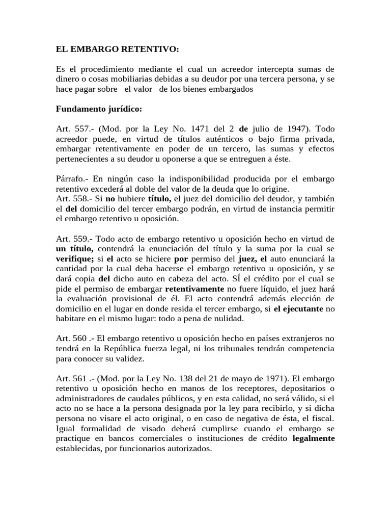 El Embargo Retentivo | PDF