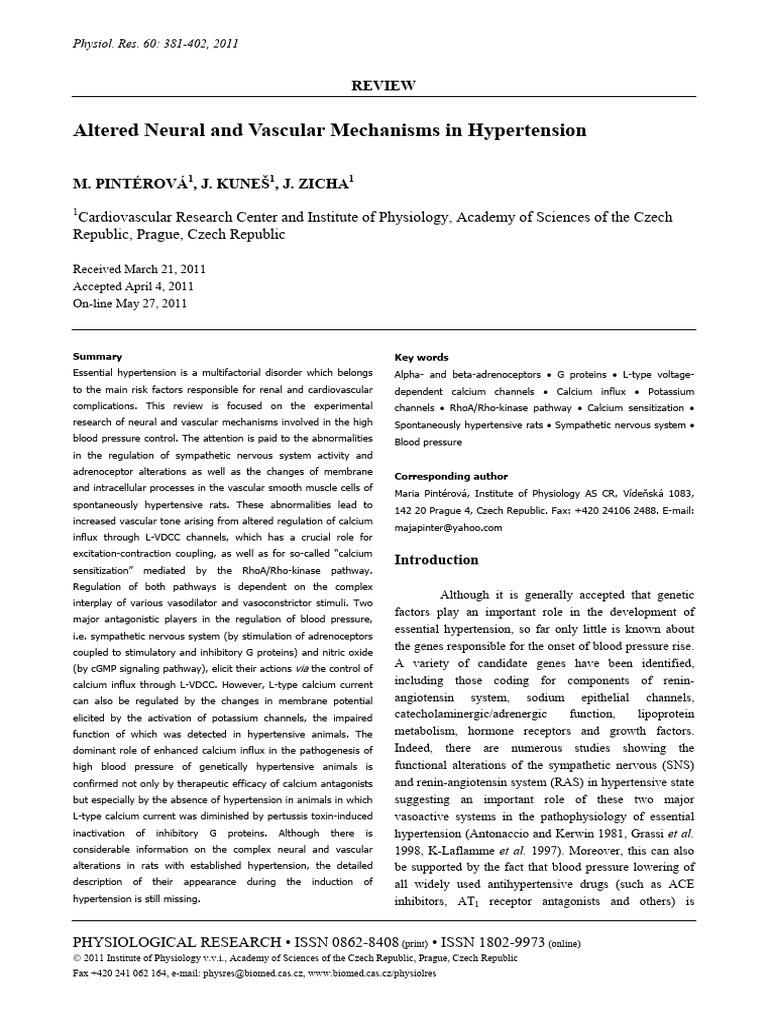 Altered Neural & Vascular Mechanisms in HT | PDF
