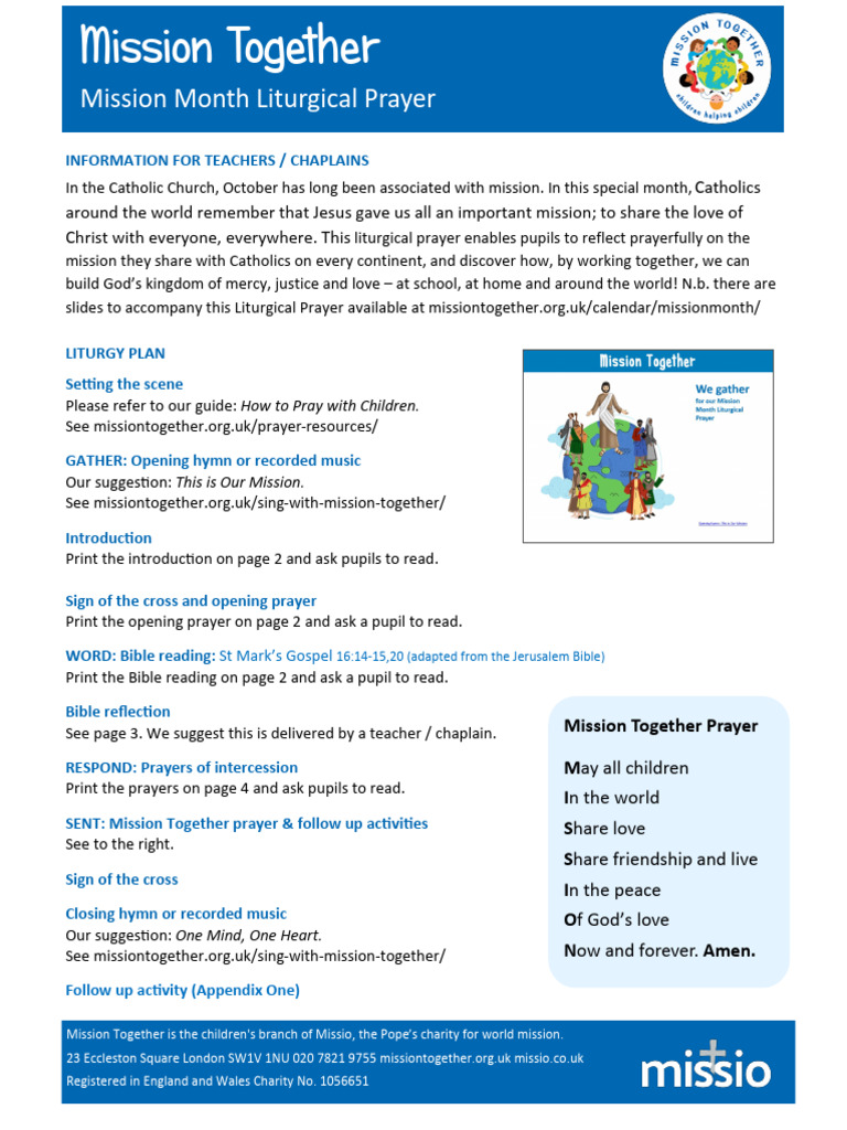 Mission Month Liturgical Prayer | PDF
