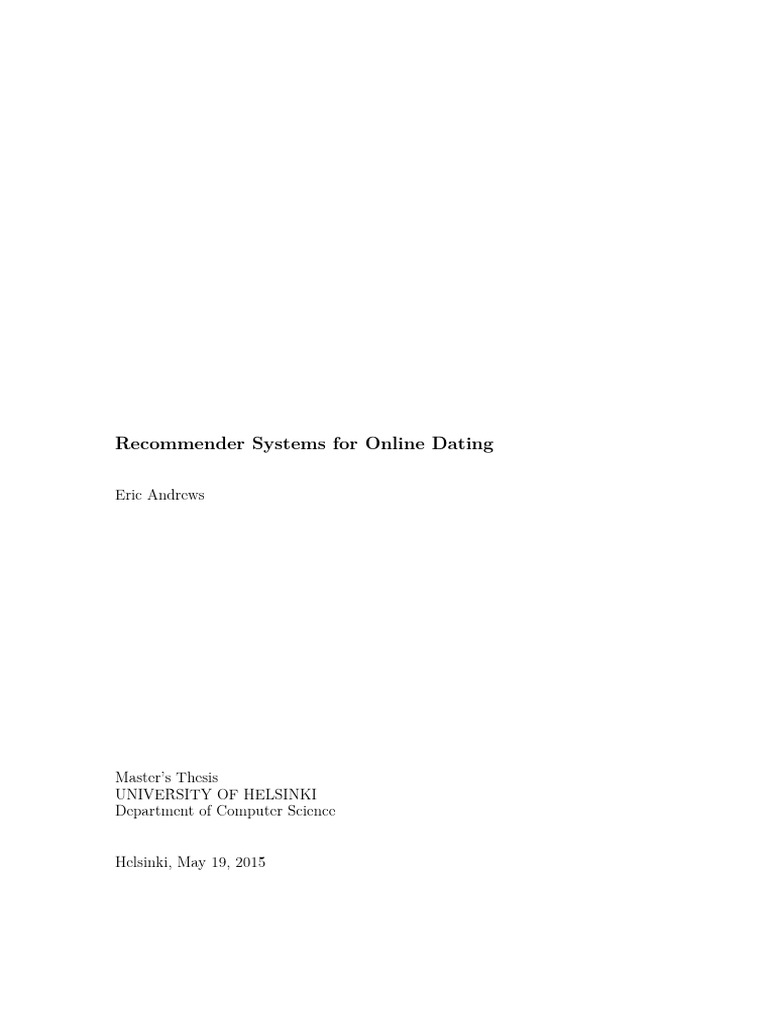 Recommender Systems For Online Dating | PDF