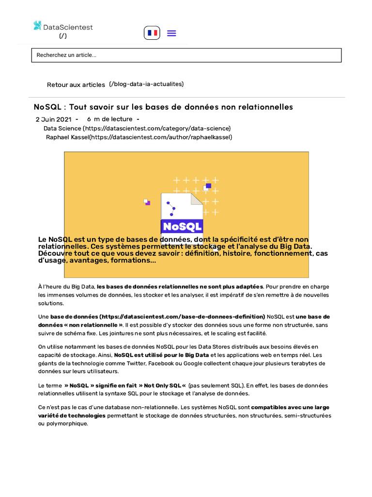 NoSQL - Tout Savoir Sur Les Bases de Données Non Relationnelles | PDF