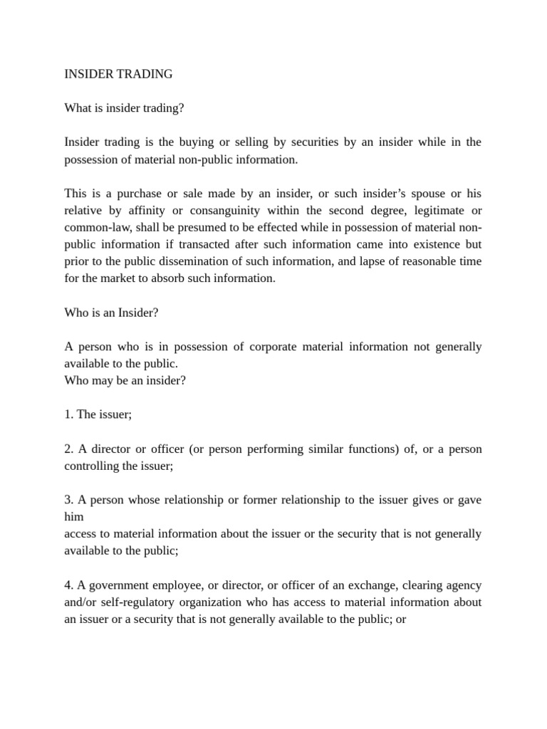 Insider Trading | PDF