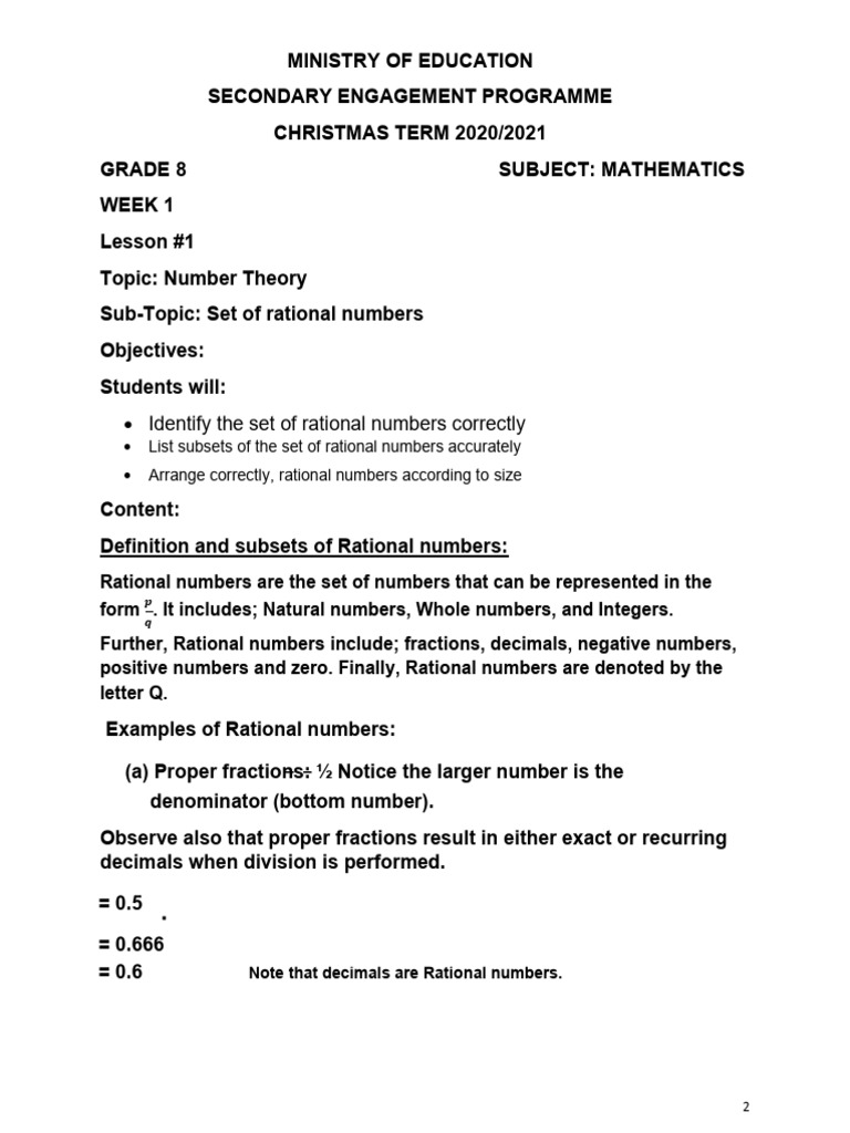Grade 8 Mathematics Week 1 Lesson 1 | PDF