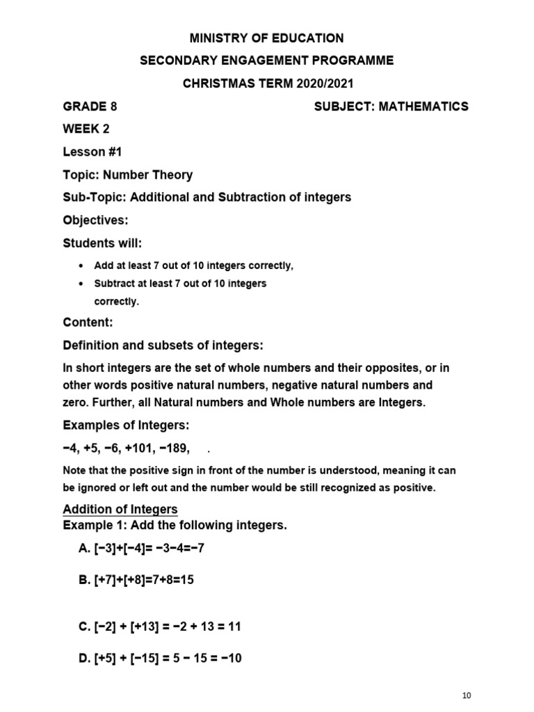 Grade 8 Mathematics Week 2 Lesson 1 | PDF