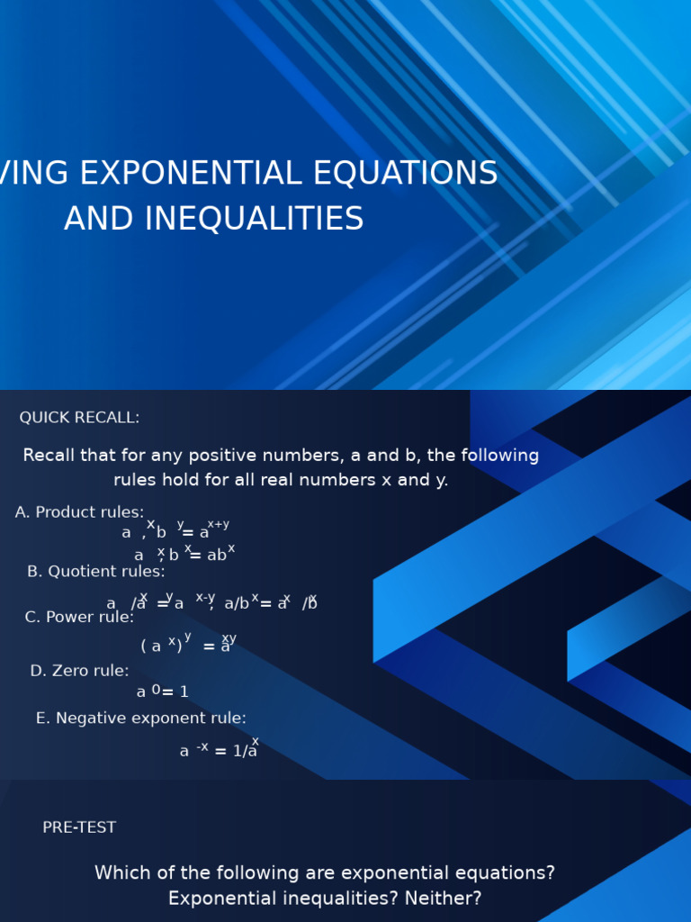 Exponential Equations and Inequalities Guide | PDF | Exponential ...