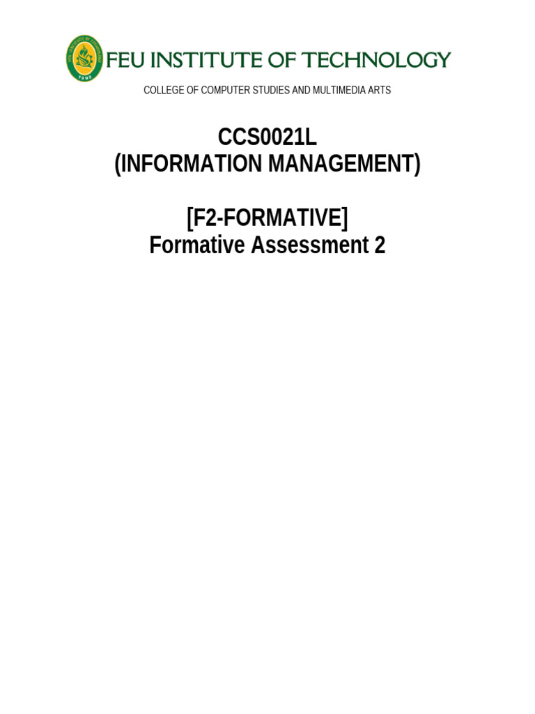 (F2-FORMATIVE) Formative Assessment 2 VER2-1 | PDF