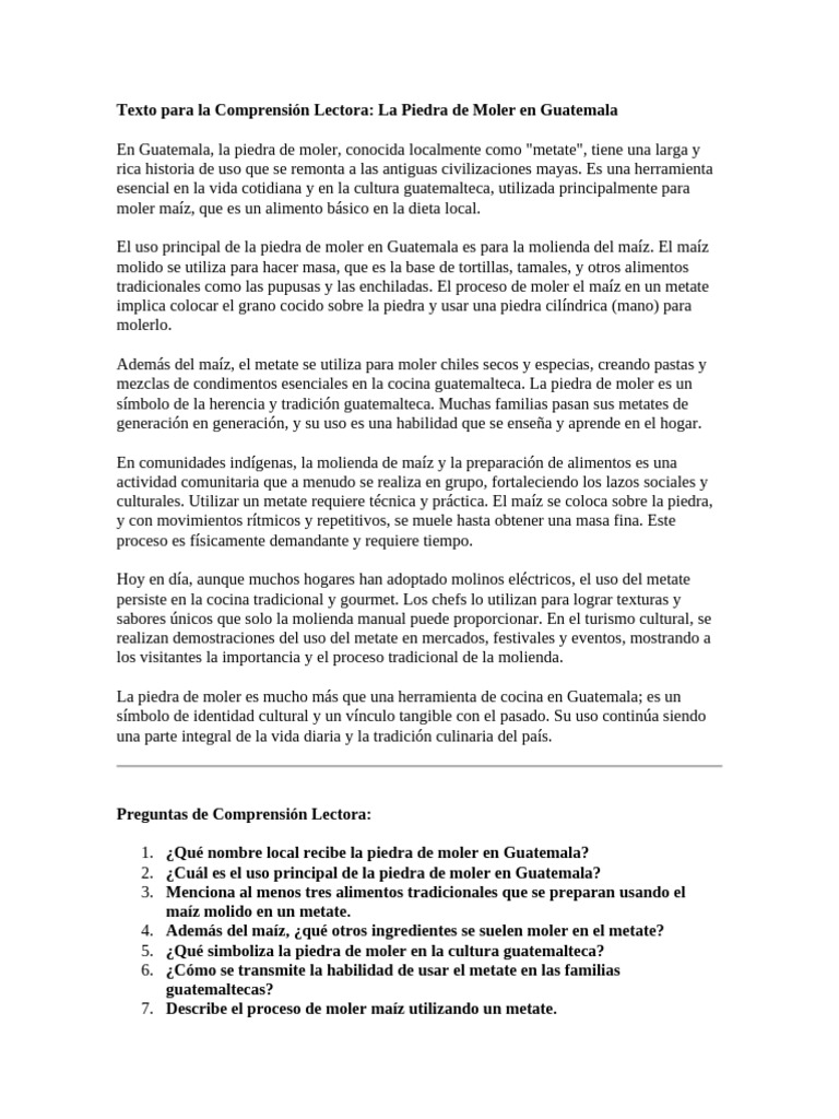 Texto para La Comprensión Lectora | PDF