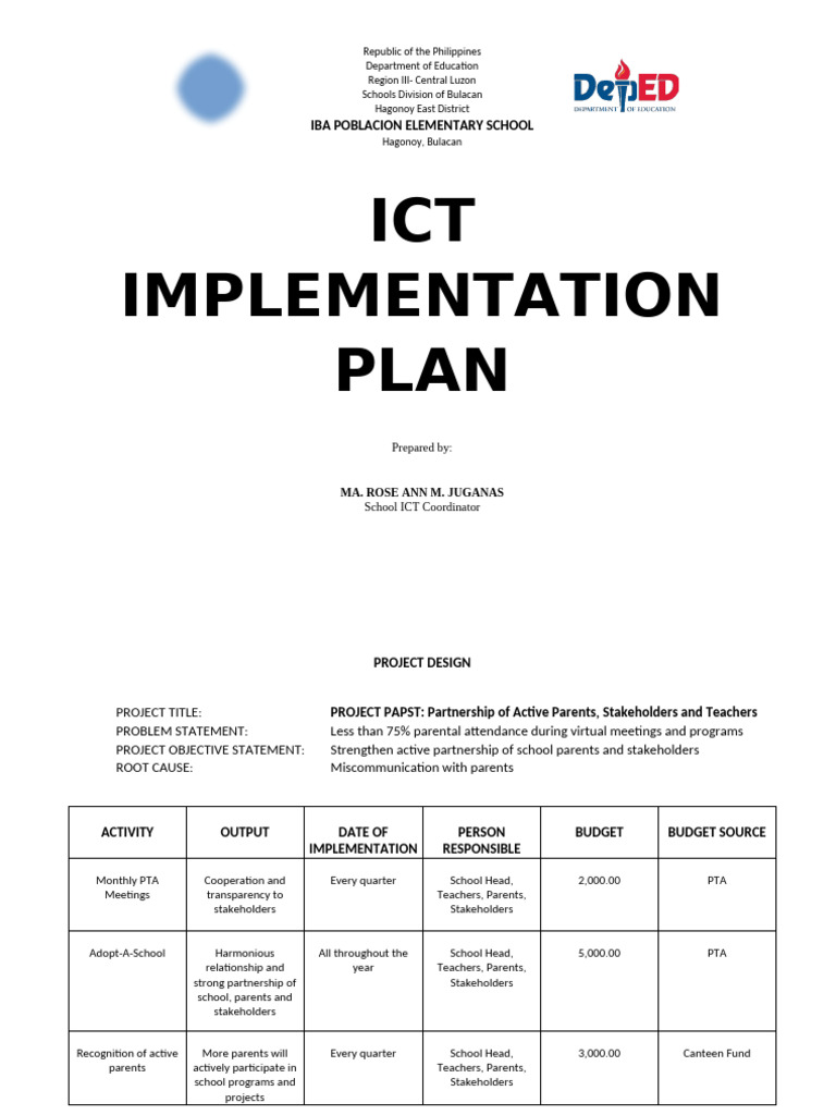 104840-Ict Implementation Plan 2021-2022 | PDF