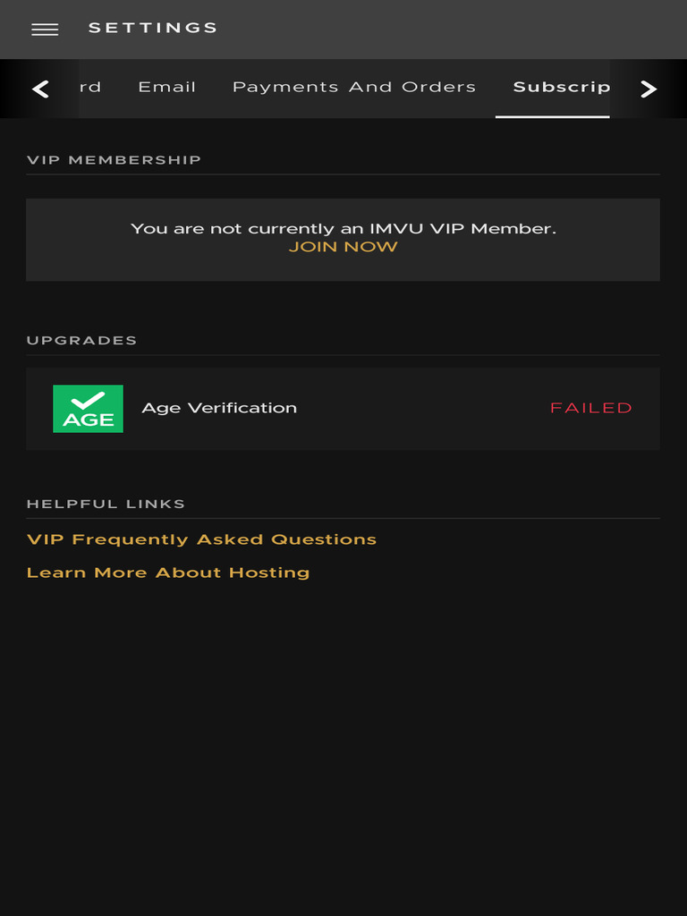 Settings IMVU Next | PDF