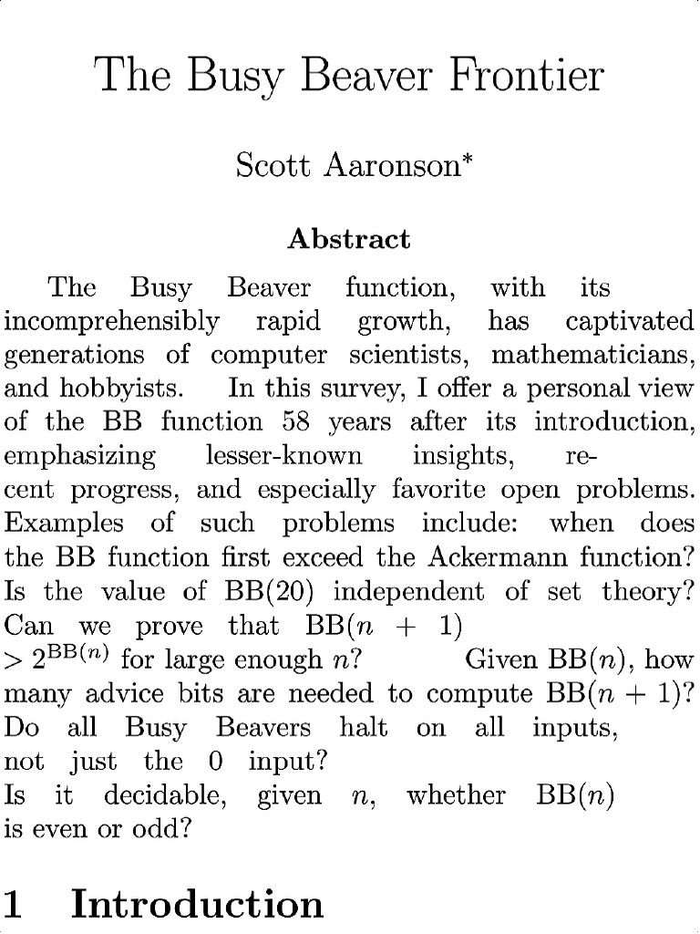 AaronsonScott_The_Busy_Beaver_Frontier_k2opt | PDF