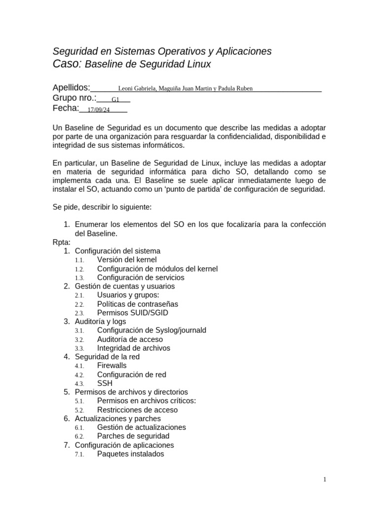 Caso Baseline Seguridad Linux | PDF