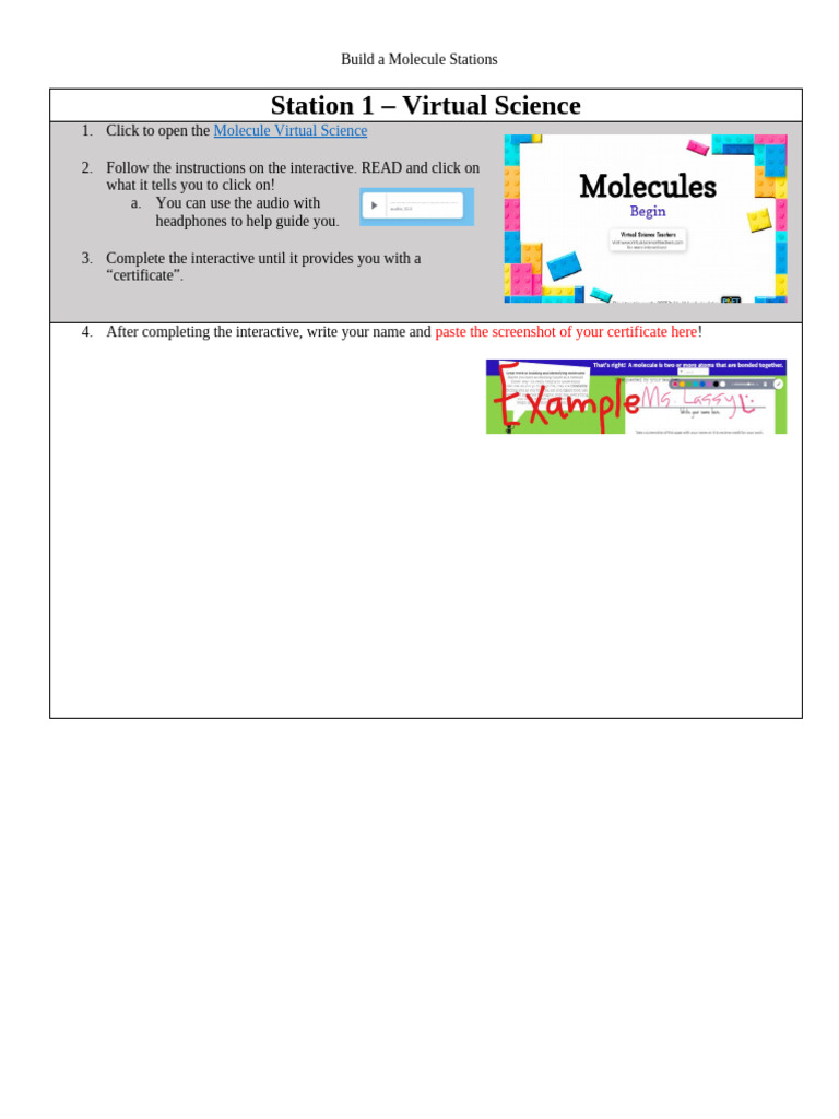Build A Molecule Stations-4 | PDF