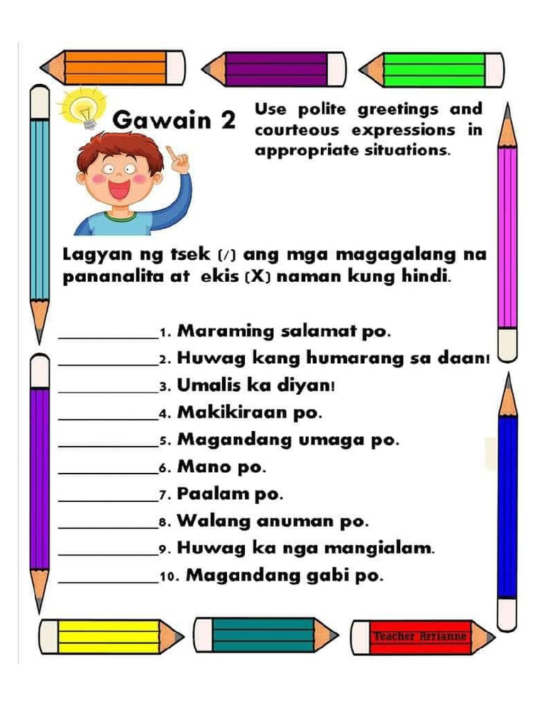 Grade 1 Filipino Reviewer 1ST Quarter | PDF