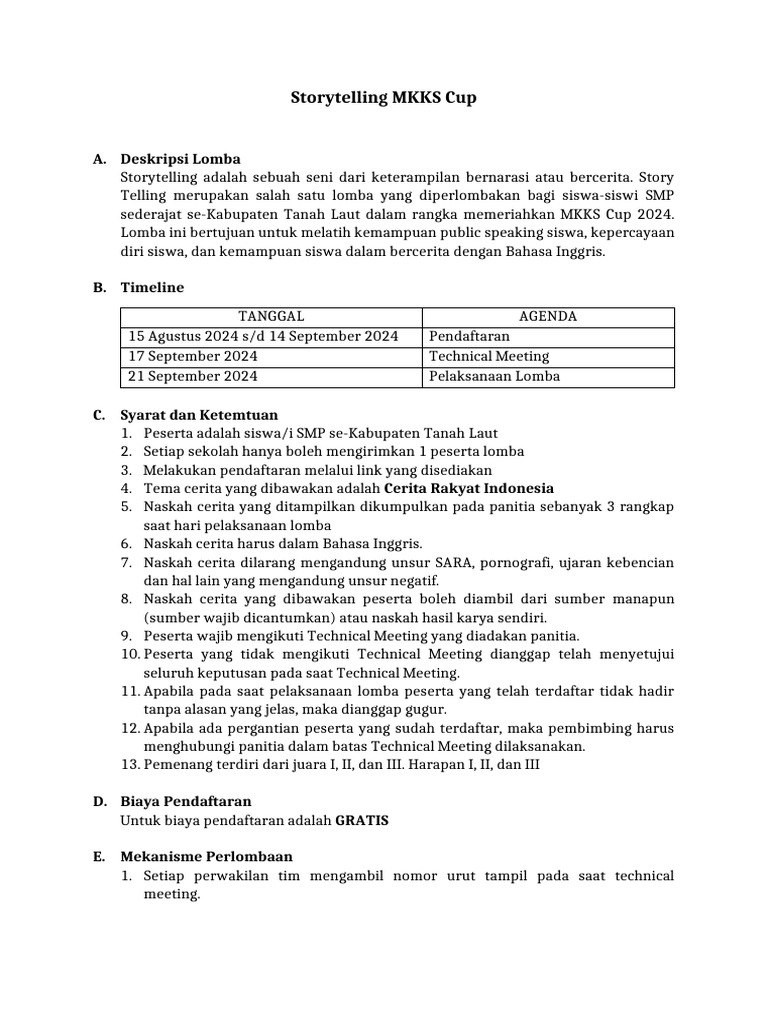 Juknis - Storytelling MKKS Cup | PDF