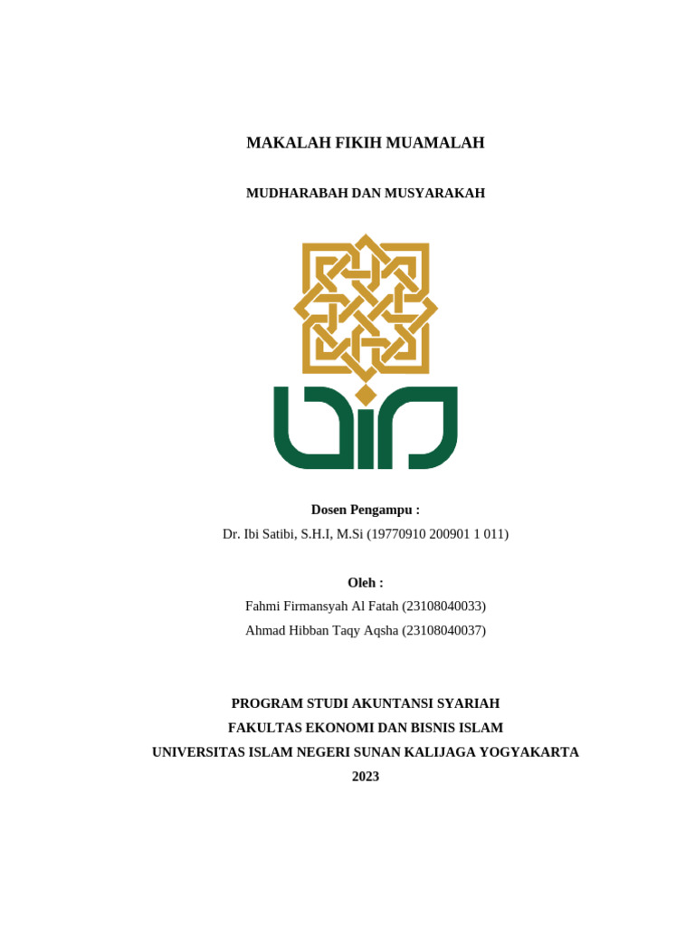 Mudharabah Dan Musyarakah | PDF