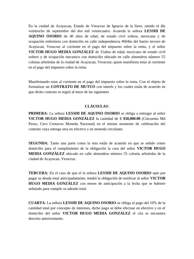 Contrato de Mutuo con Interés | PDF | México