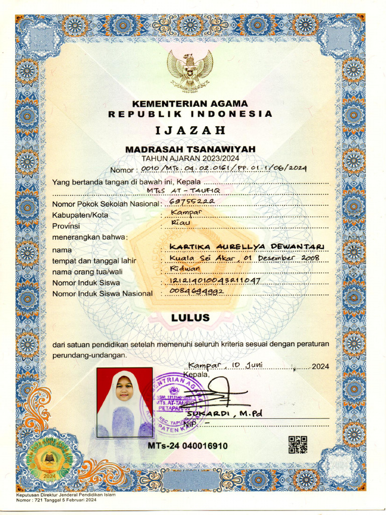Kartika Ijazah Mts | PDF