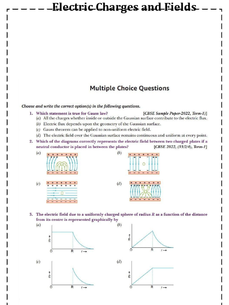 Electric charges & Fields FAQ | PDF
