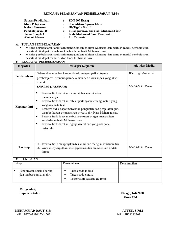 RPP 3 Kurikulum | PDF