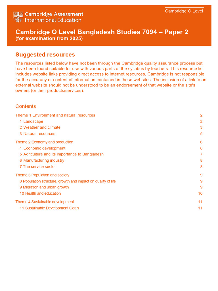 7094 Suggested Resources Paper 2 (For Examination From 2025) | PDF