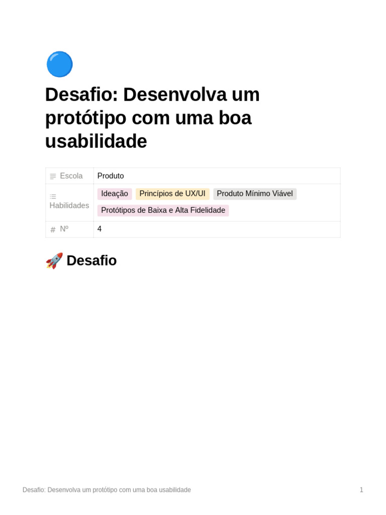 Desafio 4 Desenvolva Um Prototipo Com Uma Boa Usabilidade | PDF