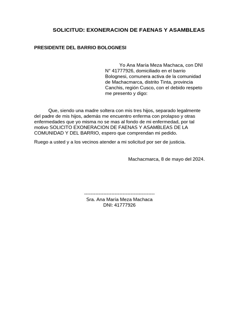 Solicitud Al Barrio | PDF