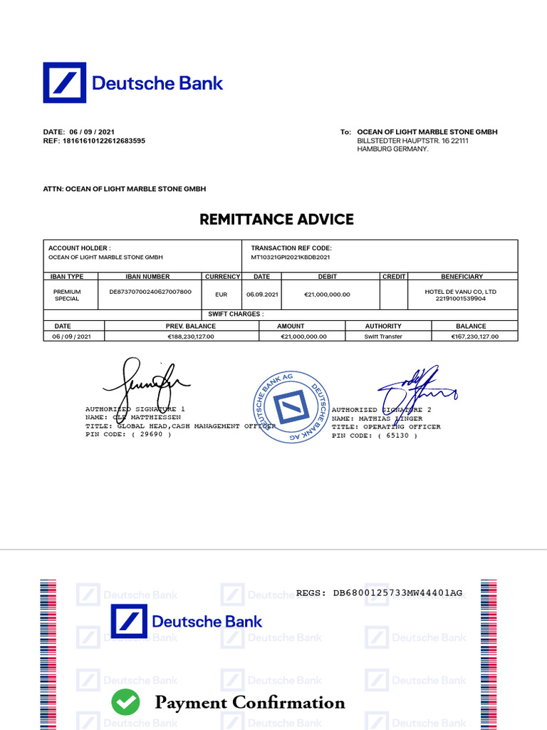 Deutsche Remittance Slip | PDF