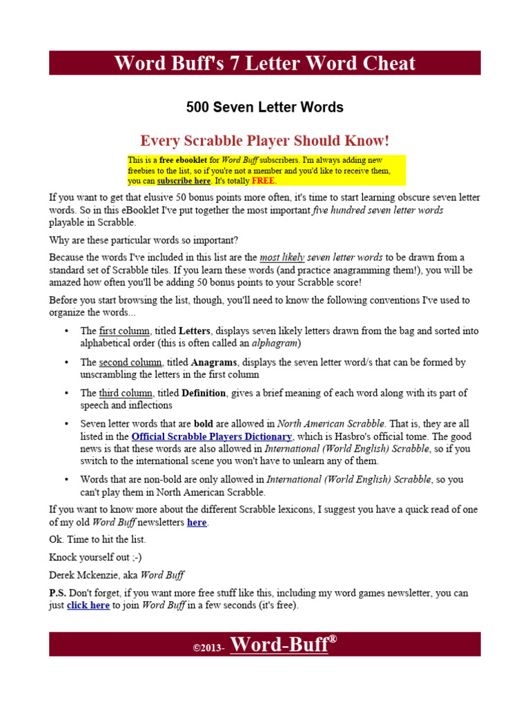 Seven Letter Words | PDF