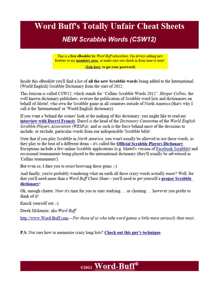 New Scrabble Words csw12 20110926 | PDF