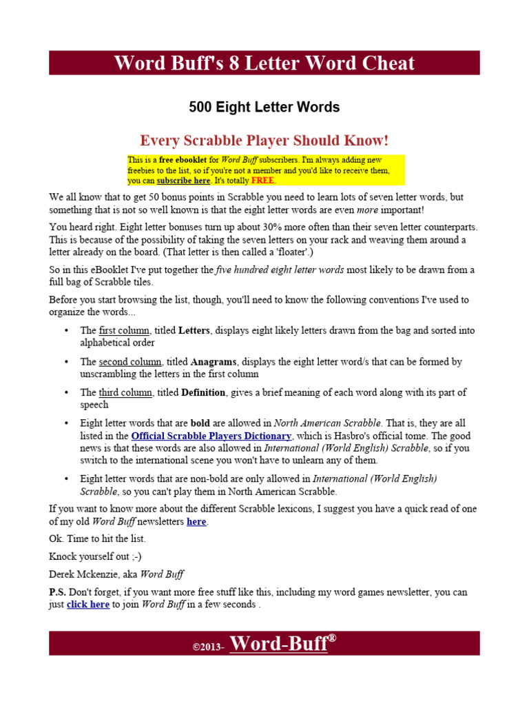 Eight Letter Words | PDF