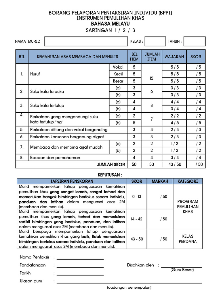 Borang Bppi MT & BM | PDF