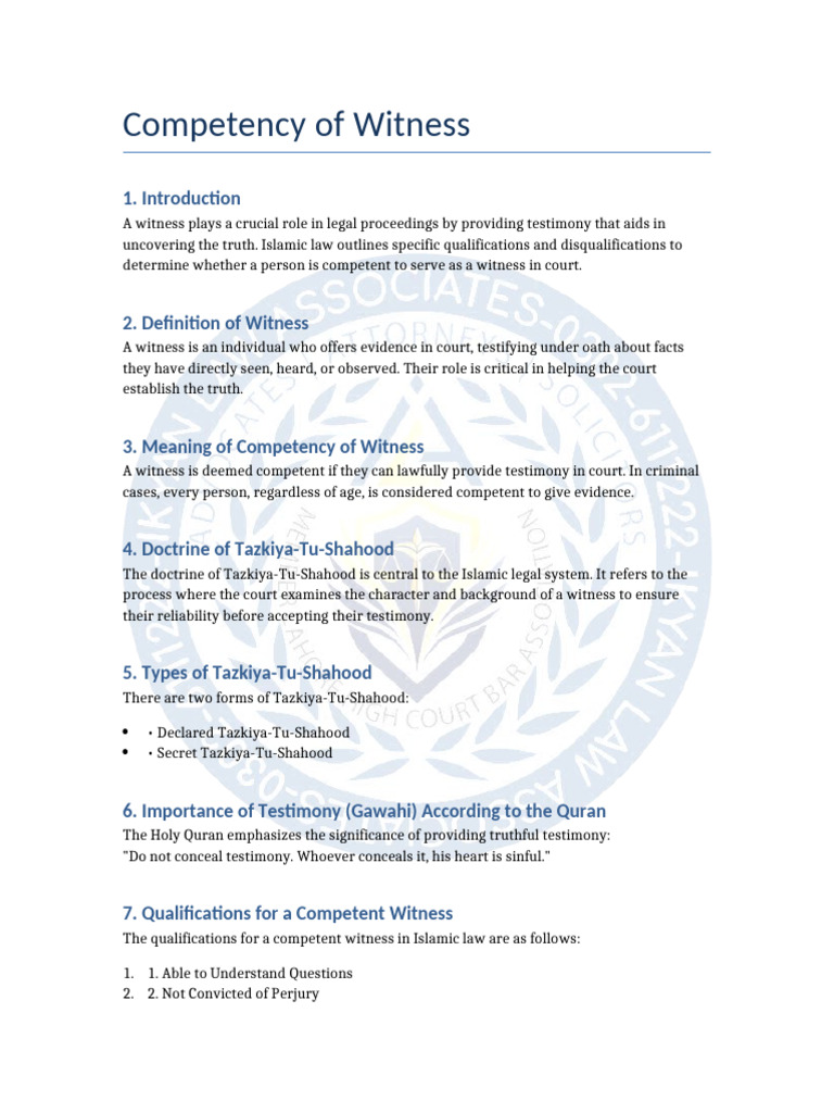 Competency of Witness | PDF | Witness | Testimony