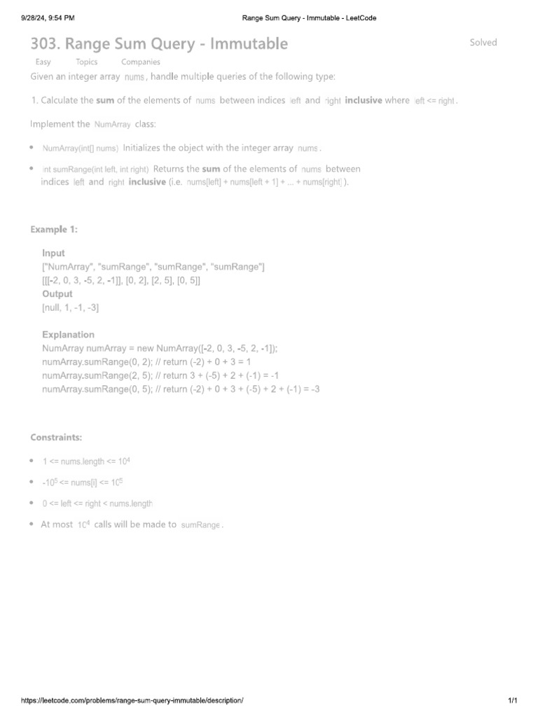 Range Sum Arrays | PDF