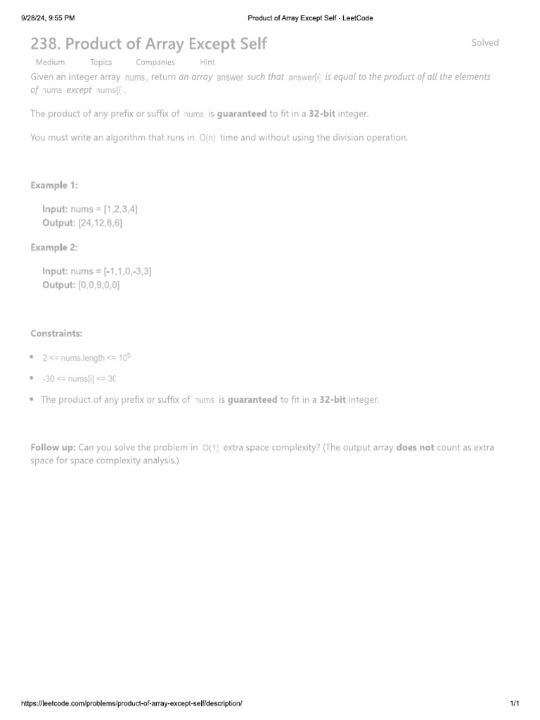 Product of Array Self | PDF