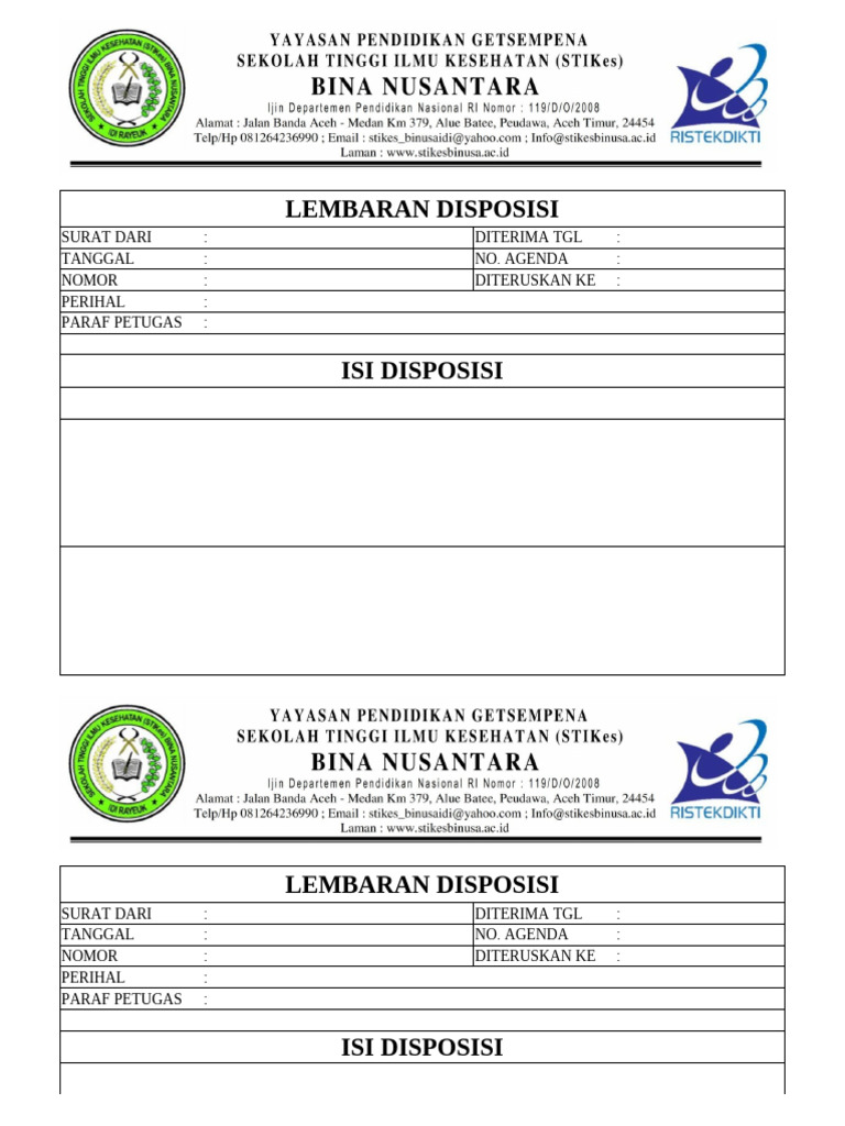 LEMBARAN DISPOSISI | PDF