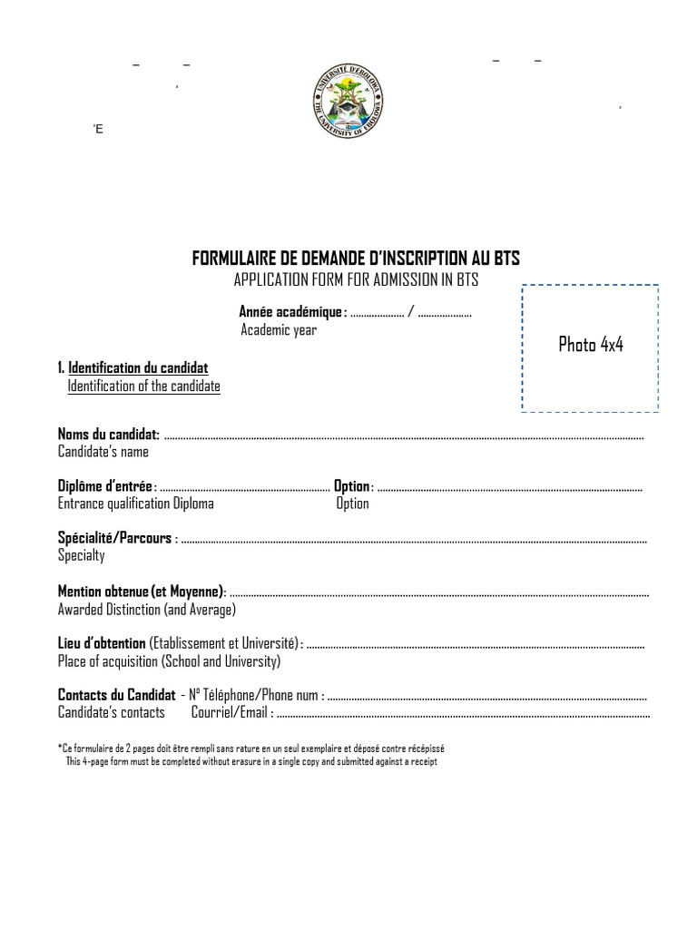 Formulaire D'inscription BTS - 2024 | PDF
